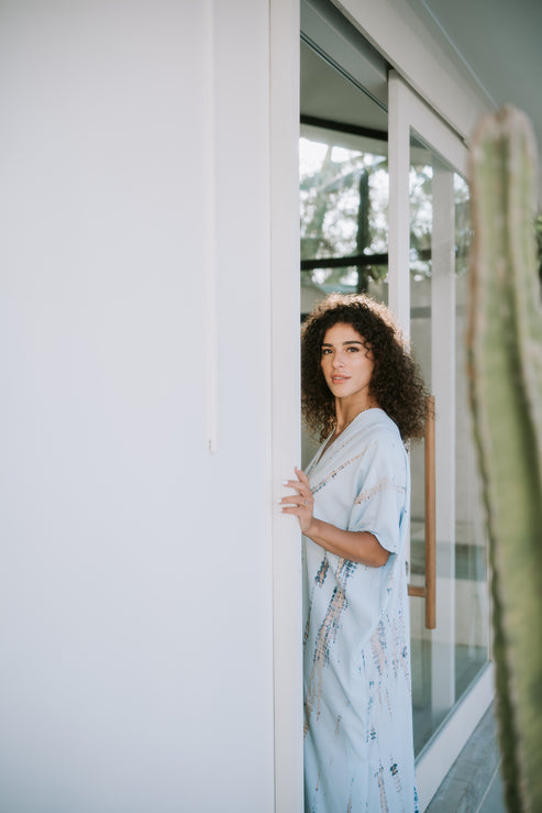 Leia Kaftan Dress in Soft Blue – Mahisi